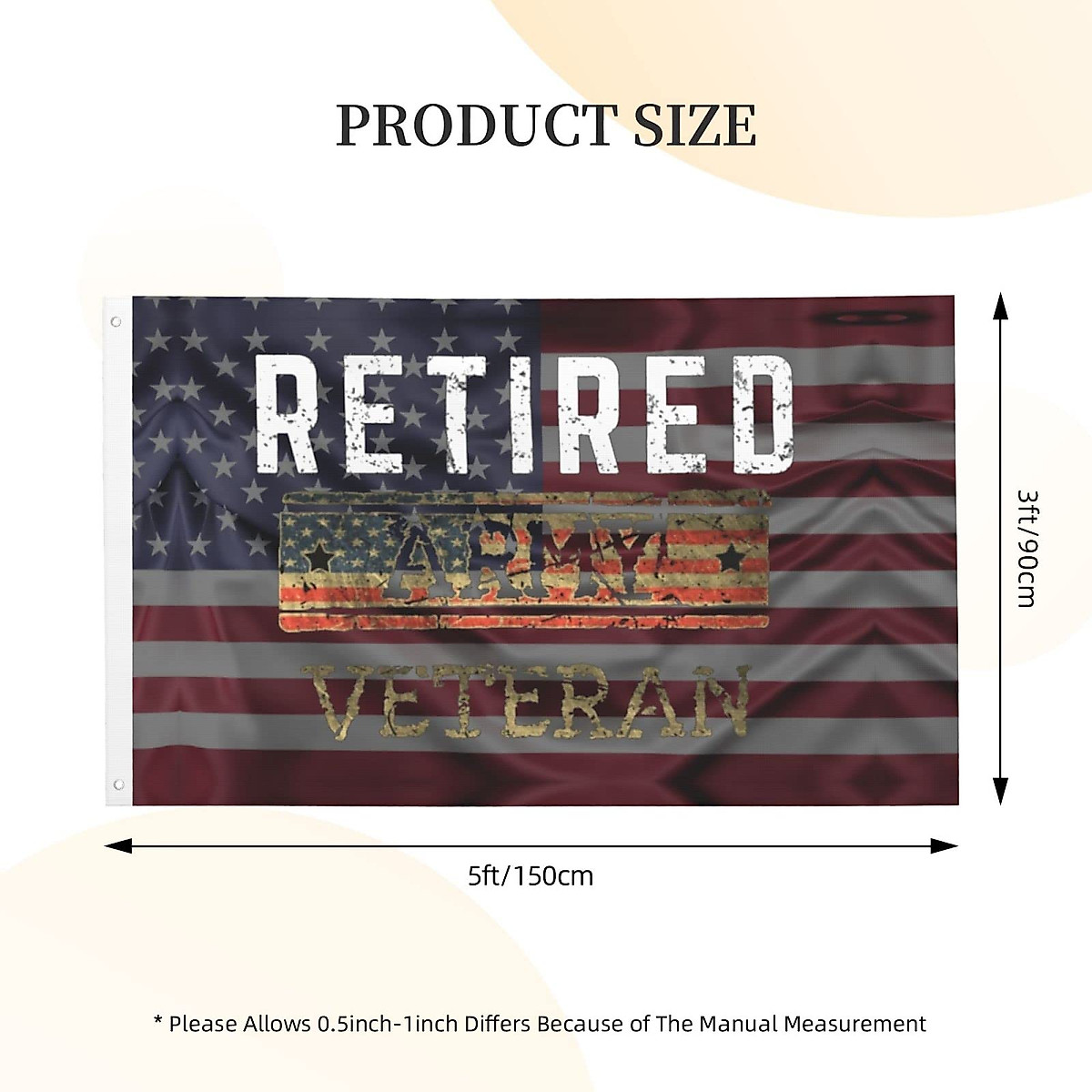 Army Retired Flag Flag 3x5 Feet Double-Sided Outdoor Decoration