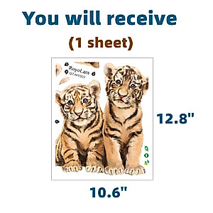 RoyoLam Little Tiger Brothers Wall Decal Nursery Jungle Animal Wall Sticker Removable Peel and Stick Waterproof Wall Art Decor Stickers for Kids Baby Classroom Living Room Playing Room Bedroom