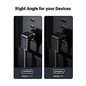 UGREEN HDMI Cable 4K Right Angle 270 Degree HDMI Cord High Speed HDMI 2.0 Cable 4K@60Hz HD 3D 1080P ARC Compatible for TV PC Nintendo Switch Xbox PS5 PS4 PS3 Laptop 3FT