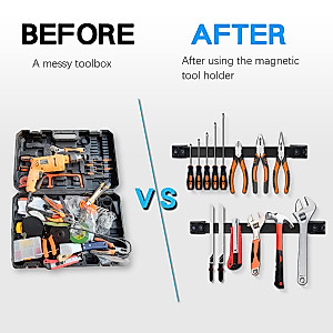 Magnetic Tool Holder Strip - Alloy Steel 5 Pack, Heavy Duty Tool Organizer Magnetic Strip, Tool Magnet Bar For Garage Tool Organization 12 In