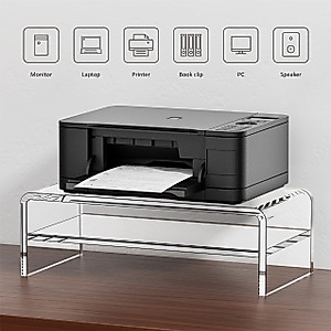 Egchi Clear Acrylic Monitor Stand Riser 2 Tier, 5.5 Inches High Clear Monitor Stand/Computer Desk Organizer Shelf for Multi Media Computer PC Storage Laptop