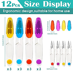12 Pcs Yarn Scissors, U Shaped DIY Embroidery Scissors Thread for Crafting Enthusiasts with Protective Cover, 4 Inch, 4 Colors