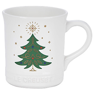 Le Creuset Stoneware Noel Collection: Tree Mug, 14 oz., White w/Applique