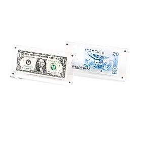 IEEK Acrylic Dollar Bill Frame Currency Holder Clear Paper Money Holders for Collectors Currency Ticket Protector Dollar Bill Display Stand,7.3 x 3.5 Inch,2 Pack