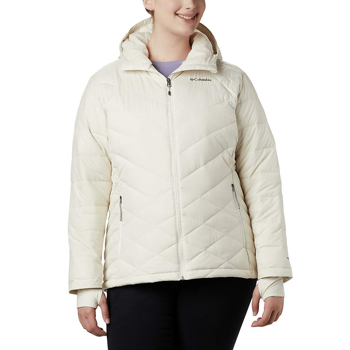 Columbia Women's Standard Heavenly Hooded Jacket, Chalk, Medium