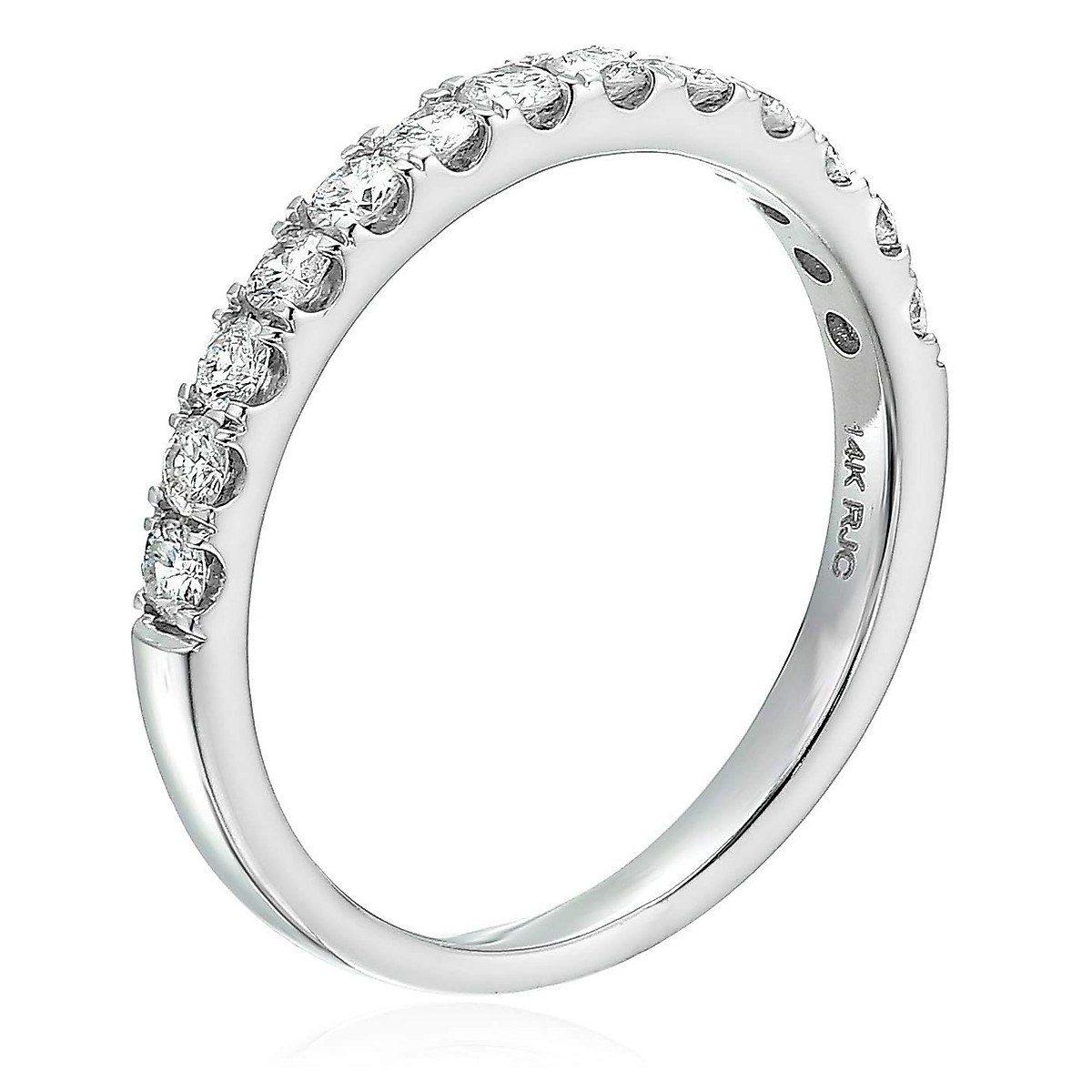 Vir Jewels 1/2 carat (ctw) Diamond Wedding Anniversary Band for Women, Half Eternity Round Diamond Engagement Ring 14K White Gold Prong Pave Set 0.50 cttw, Size 7