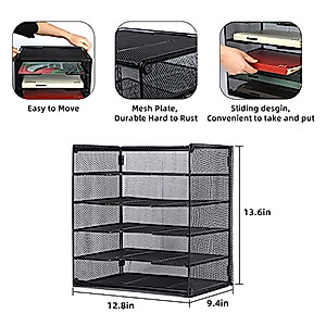 Veesun Paper Letter Tray Organizer, Mesh Desk File Organizer with 6 Tier Shelf Sorter, Black Desktop Organizer