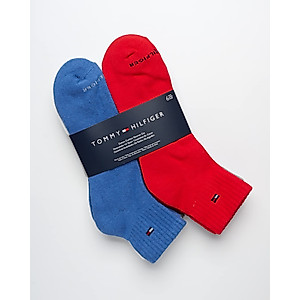 Tommy Hilfiger Men's Quarter Socks - 6 Pack Cushioned Men's Athletic Ankle Socks - Breathable Sports Socks for Men (7-12), Size 7-12, Assorted