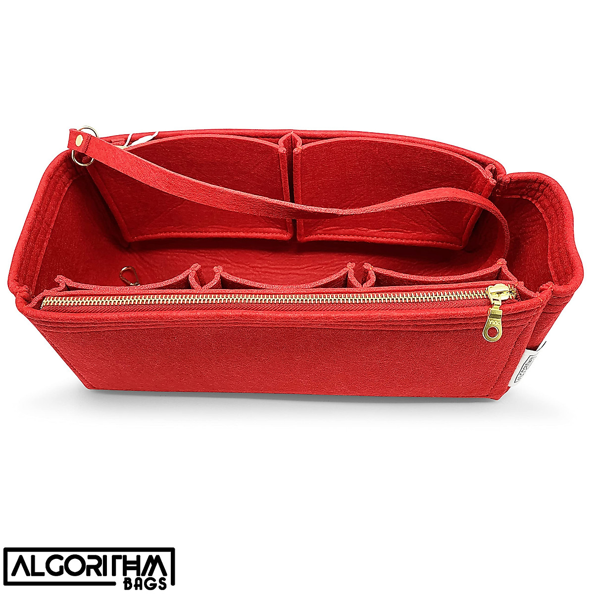 AlgorithmBags designed for Louis Vuitton LV Graceful, Purse Organizer Insert with zippers, 3mm Felt Shaper Liner Divider Protector (Red, PM)