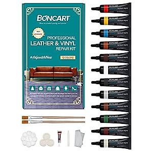 BONCART Vinyl and Leather Repair Kit for Furniture/Sofa/Purse/Car Seat/Couch - Scuffs, Scratches, Restore Any Material, Bonded, Italian, Leather, Genuine Leather