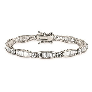 IceCarats 925 Sterling Silver Baguette Round Cubic Zirconia CZ Chain Bracelet