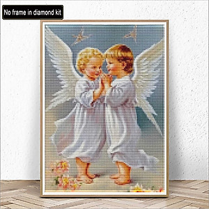 Kaliosy 5D Diamond Art Kits for Adults Child by Number Kits, Diamond Painting Art Angel DIY Full Drill Crystal Craft Cross Stitch Embroidery Decoration 30x40 cm