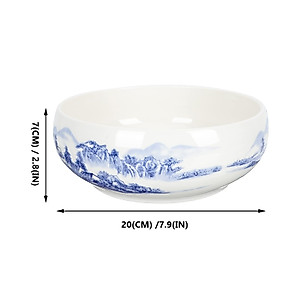 Hemoton Large Round Succulent Planter Pot Blue and White Porcelain Plant Pot Ceramic Flowerpot Hydroponic Plant Container Glazed Ceramic Bonsai Pots Narcissus Water Lily Bowl, A