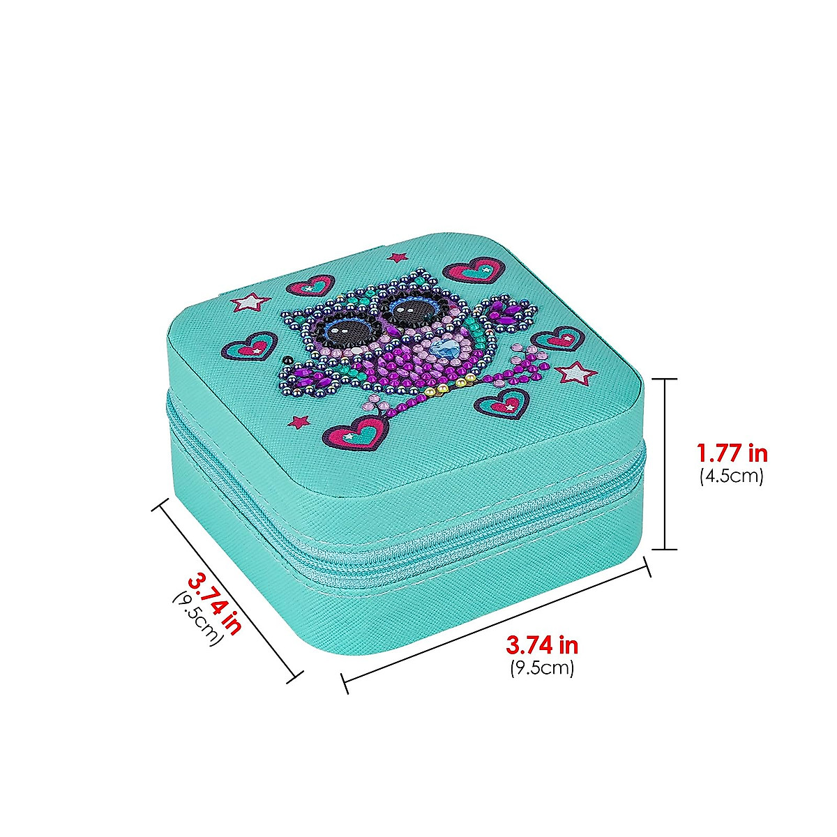JANKOW DIY Owl Diamond Art Jewelry Box, Diamond Painting Small Jewelry Box, Owl Jewelry Box for Women, for Ring, Pendant, Earring, Necklace, Bracelet (Light Green)