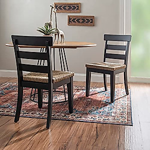 Linon Black Wood Woven Rush Seat, Minelli Dining Chair, Set of 2