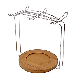 Jusalpha Teacup-Coffee Mug Holder with Bamboo Stand for Saucer, Teacup Display Stand, Capacity 6