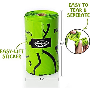 PLANET POOP Home Compostable Dog Poop Bags Extra-long with Handles 240 Un-Scented Pet Waste Bags Plastic Free, Thick Leakproof Plant-Based Doggy Bag, Cats & Dogs Pet Supplies