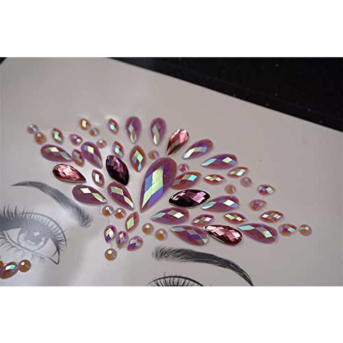 face jewels festival for women mermaid purple face gems glitter halloween Rhinestone Face tattoo Eyes face body temporary tattoos for edm music festival (S056)