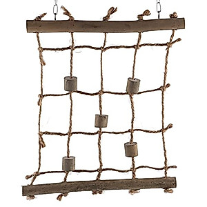 Bird Climbing Net Hemp Rope Bird Climbing Ladder Hanging Cage Chew Toy Play Gym Hanging Swing Net for Parrots, Budgies, Parakeets, Cockatiels, Conures, Macaws, Lovebirds, Finches