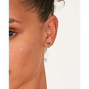 PAVOI 14K Yellow Gold 925 Sterling Silver Huggie Half Hoop Earrings for Women | Tiny Boho Green Cubic Zirconia Cartilage Earring