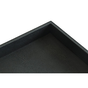 HofferRuffer Extra Large Square Serving Tray, Elegant Faux Leather Ottoman Tray with Gold Hardware Handles, Serve Tea, Coffee or Breakfast in Bed, 23.6 x 23.6 inches, Black Large Square Tray