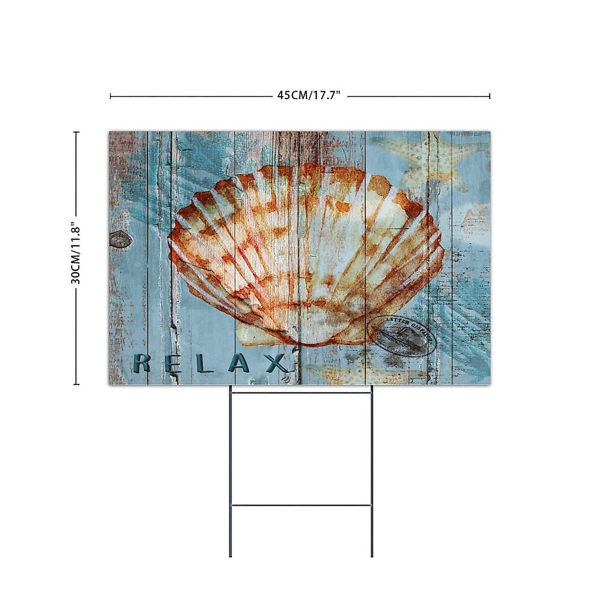 Nautical Beach Ocean Theme Underwater Shells Lawn Sign Lawn Yard Decorations for Construction 12x18 Inch Custom Yard Signs with Stakes Coastal Seascape Painting Metal Yard Lawn Sign for House Rent