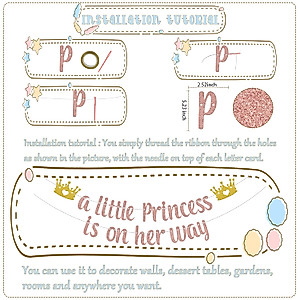 A Little Princess Is on Her Way Banner, Princess Themed Baby Shower Decorations, Crown Welcome Baby Party Decor, Baby Girl 1st Birthday Party Supplies Rose Gold & Gold