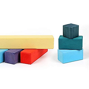moderngenic 'Pyramid' Rainbow X-Large 100 Piece Blocks, Wooden Toys for Kids, Geometric Stacking Educational Building Blocks