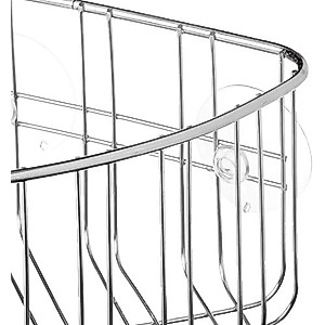 Spectrum Diversified Contempo Corner Bathroom Caddy, Rust-Resistant Bath Organizer for Soap & Shampoo Storage, Stainless Steel Shower Basket with Suction Cups