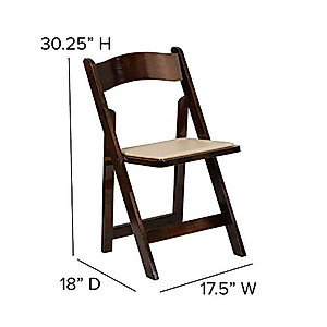 Flash Furniture 4 Pack HERCULES Series Fruitwood Wood Folding Chair with Vinyl Padded Seat