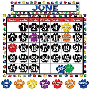 Teacher Created Resources Colorful Paw Prints Calendar Set