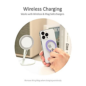 iRing Mag, Magnetic Phone Ring Holder, Kickstand, Grip for MagSafe, Wireless Charging Compatible with iPhone, Galaxy, and Other Smartphones with MagSafe Case (Pale Violet)