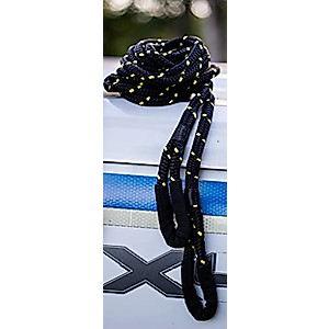 SGT KNOTS Vehicle Recovery Rope - Heavy Duty, Double Braided Nylon with Spliced Eye Loops for Emergency Towing Strap (1/2" x 20ft, Black w YellowFleck)
