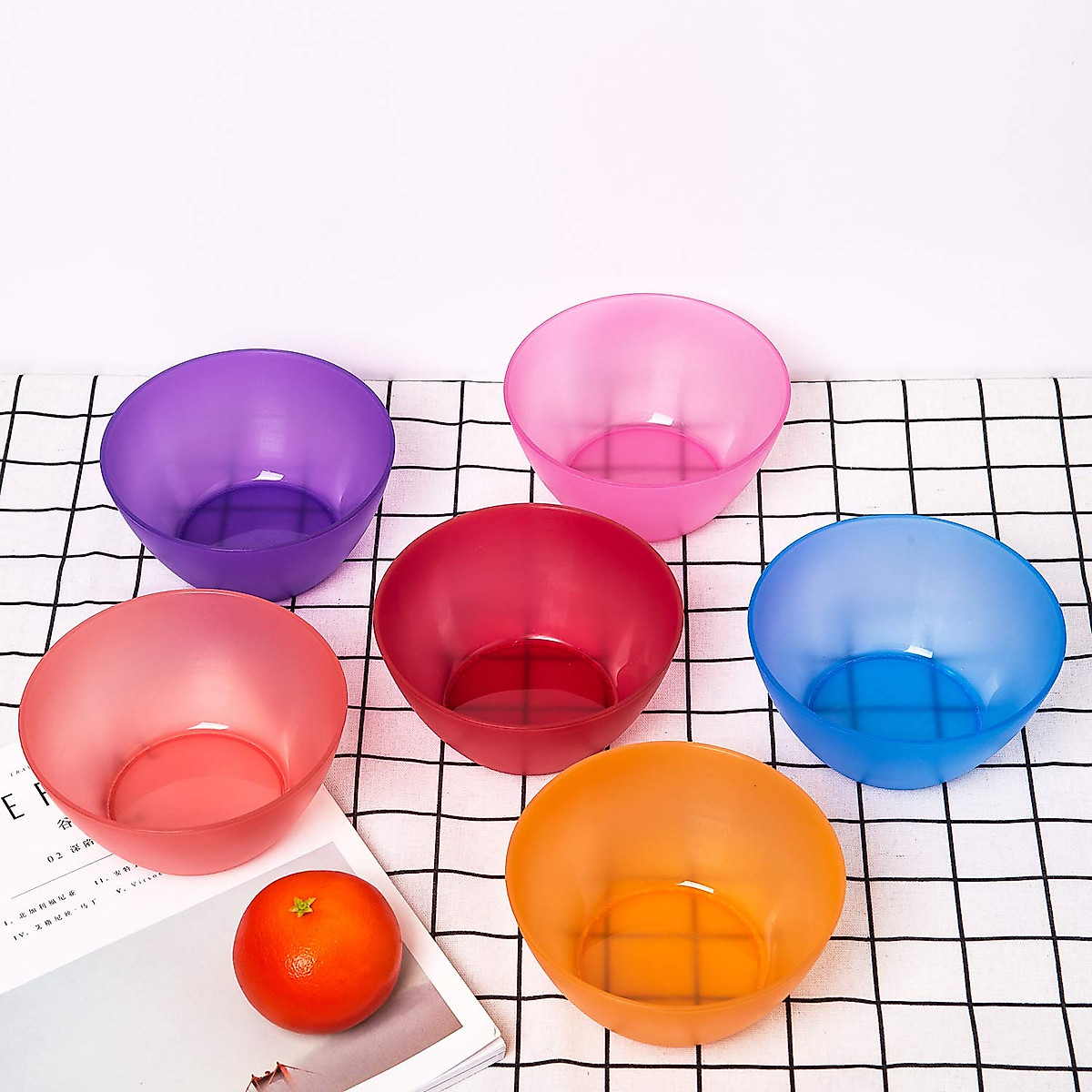 KX-WARE 28-ounce Plastic Bowls, Unbreakable and Reusable Cereal Bowls Soup Bowls Salad Bowls, Set of 12 Multicolor