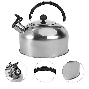 Housoutil 1PC Stainless Steel Whistling Tea Kettles, Silver Water Boil Kettle, 2L/1.81Quart Sounding Induction Cooker Flat Bottom Kettle for Coffee, Tea, Milk (Electric Applicable)