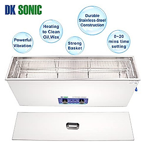 DK SONIC 30L Ultrasonic Gun Cleaner with Timer Basket and Stainless Steel Tank for Rifle,Guns Parts, Bullets,Military Supplies, Brass,Carburetor,Engine Parts(30L, 110V)