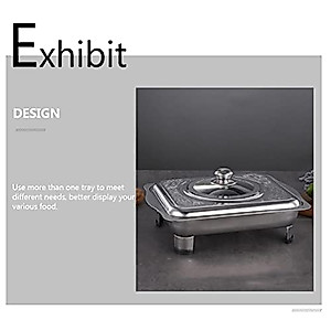 MARURY Dish Tray Chafing Dish Stainless Steel Buffet Pan with Lid Chafer Bowl Rectangular Serving Bowl Canteen Basin with Cover for Weddings Parties Banquets Catering Events Food Warmer