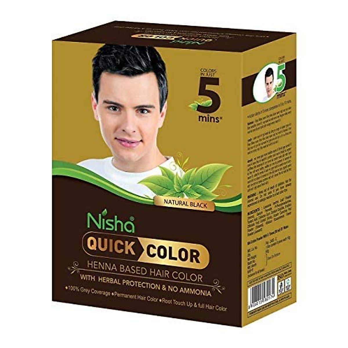 Nisha Quick Hair Color Henna-Based Herbal Protection & No Ammonia 100% Grey Coverage permanent Root Touch Up & Full Hair Color