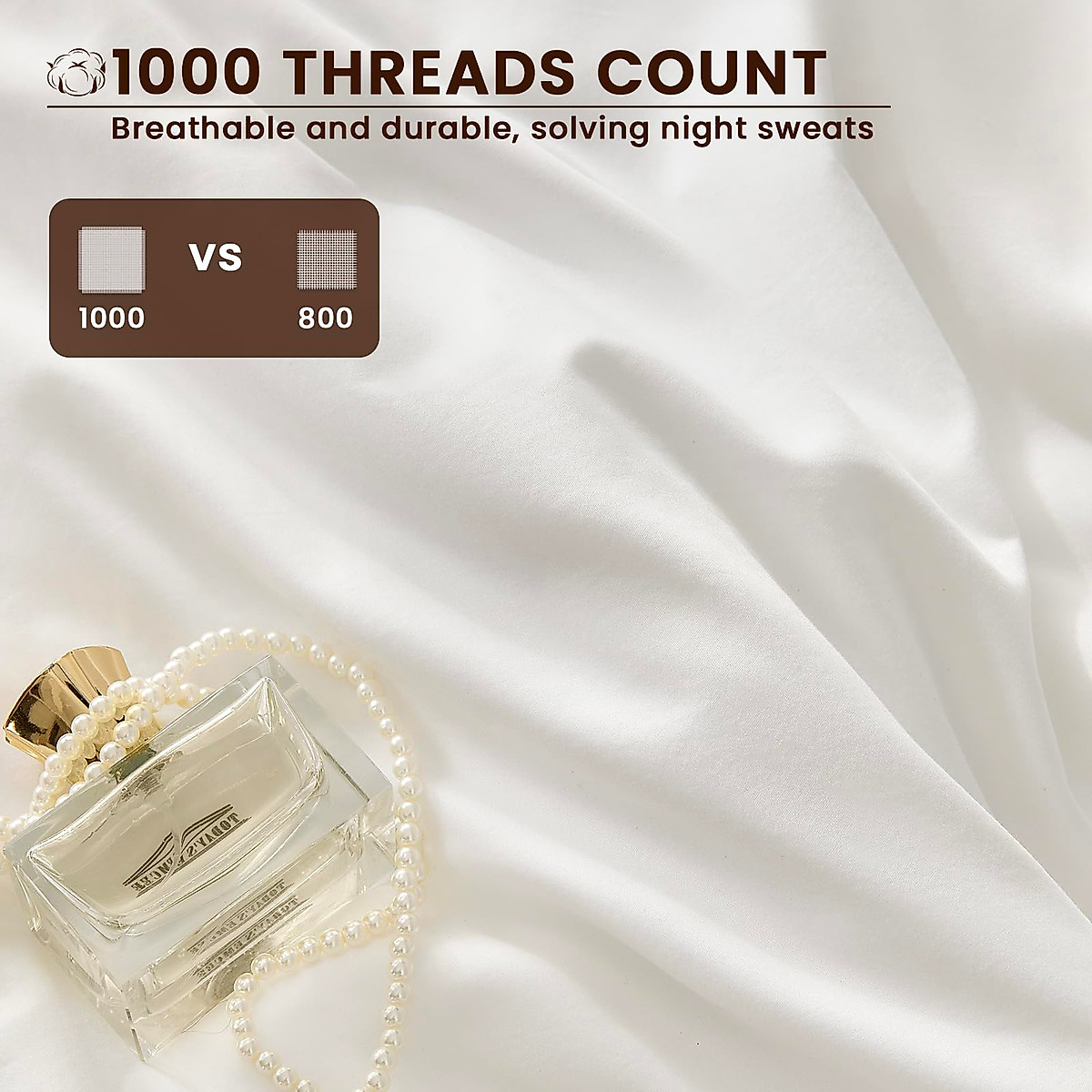 LBRO2M 100% Egyptian Cotton 1000 Thread Count Sheets Set Queen Size,Bed Sheet 4 Piece Sets,16 inches Deep Pocket,All Season,Bedding Super Soft Comforterble,White