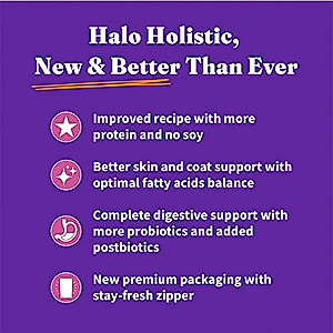 Halo Purely for Pets Holistic Dog Food, Complete Digestive Health Grain Free Cage-Free Turkey and Sweet Potato Recipe, Healthy Weight Support, Dry Dog Food Bag, Adult Formula, 3.5-lb Bag