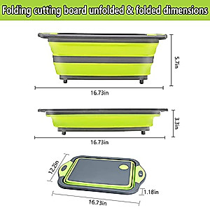 UMIKAkitchen Collapsible Cutting Board - Portable Washing Veggies Fruits Food Grade Camping Sink (4.25 Gal) with Draining Plug - Collapsible Sink Camping,Camping Dish Washing Station(Green)
