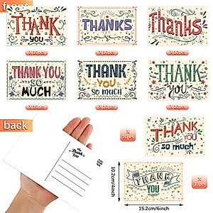 Junkin 80 Pack Thank You Postcards Thanks Blank Note Postcards Retro Appreciation Cards Greeting Cards Assorted Cards for Employee Teacher Adults Team Volunteers, 4 x 6 Inch