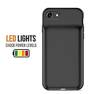 Battery Case for iPhone SE 3/6/6s/7/8/SE 2020, [6500mAh] Rechargeable Smart Extended Charging Case Compatible with iPhone SE 3/6/6s/7/8/SE 2020 (4.7 inch) Backup Power Battery Pack Charger Case-Black