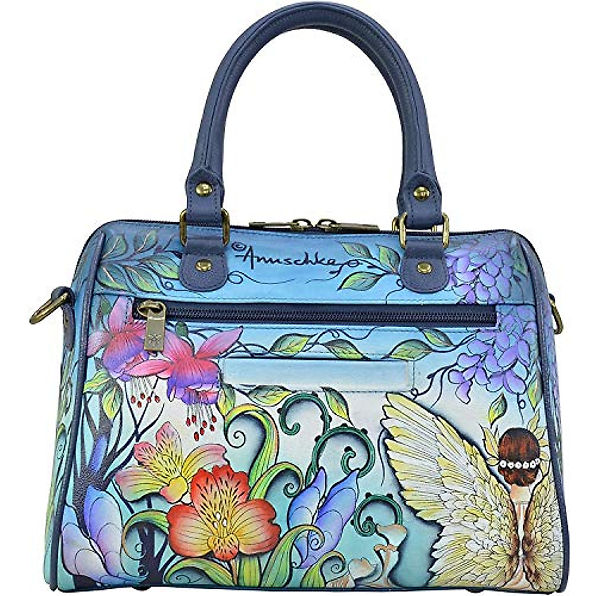 Anuschka Hand Painted Leather Women's Zip Around Classic Satchel - Enchanted Garden