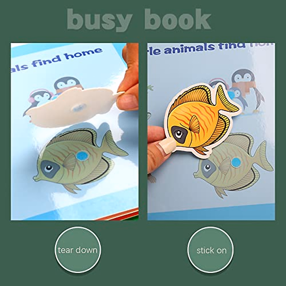 AMINY 4 Subjects Montessori Quiet Book Busy Board for Toddlers, Toddler Travel Toys, Sensory Toddler Activities, Montessori Educational Toys for 2 3 4 Year Old Boys Girls Gift