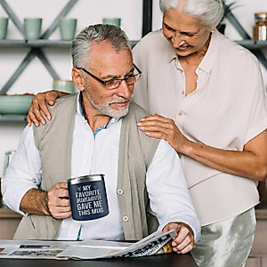 AMAZPRINTS Gifts for Grandpa from Grandaughter, Grandson, Kids on Fathers Day, Christmas, Birthday - Funny Coffee Mug Gifts for Grandparents - Grandparents Insulated Stainless Steel Mug 14oz Navy