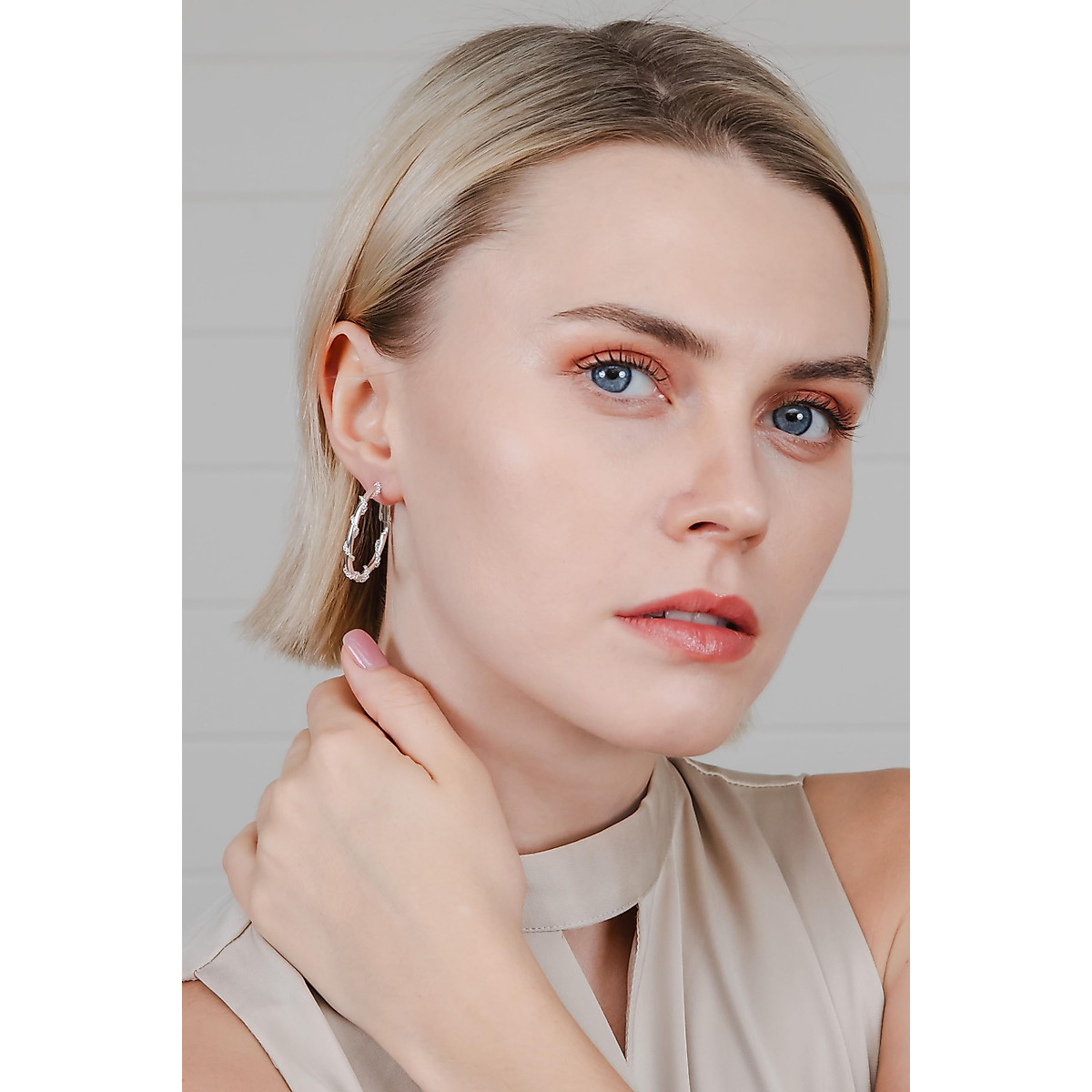 Sterling Silver Chain Wrap Clip-On Hoop Earrings, 30mm