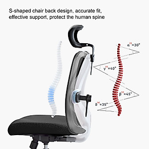 SIHOO Ergonomic Office Chair, Big and Tall Office Chair, Adjustable Headrest with 2D Armrest, Lumbar Support and PU Wheels, Swivel Computer Task Chair for Office, Tilt Function Computer Chair