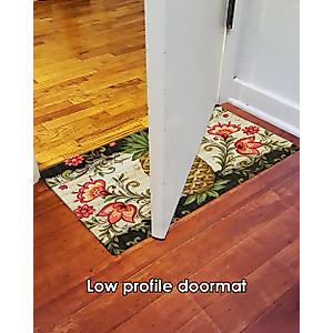 Toland Home Garden 800044 Pineapple & Scrolls Fruit Door Mat 18x30 Inch Flower Outdoor Doormat for Entryway Indoor Entrance