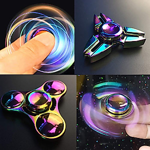 Rainbow Fidget Spinner Toys Metal 3 Pack Set, Small Handheld Finger Hand Spinners Fidgeting Toy for Kids Adults Spinning Top Focus Desk Toys Fingertip Gyro Party Favors Goody Bag Fillers Novelty Gift